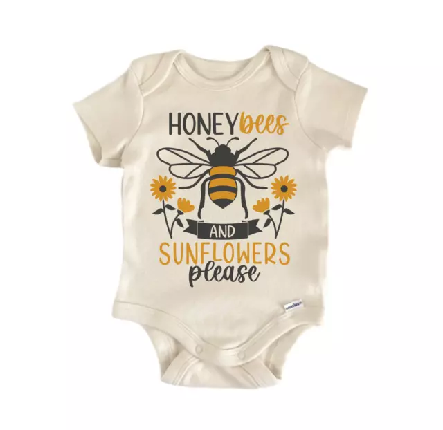 Honey Bees & Sunflowers Please Bee Baby Boy Girl Clothes Infant ...