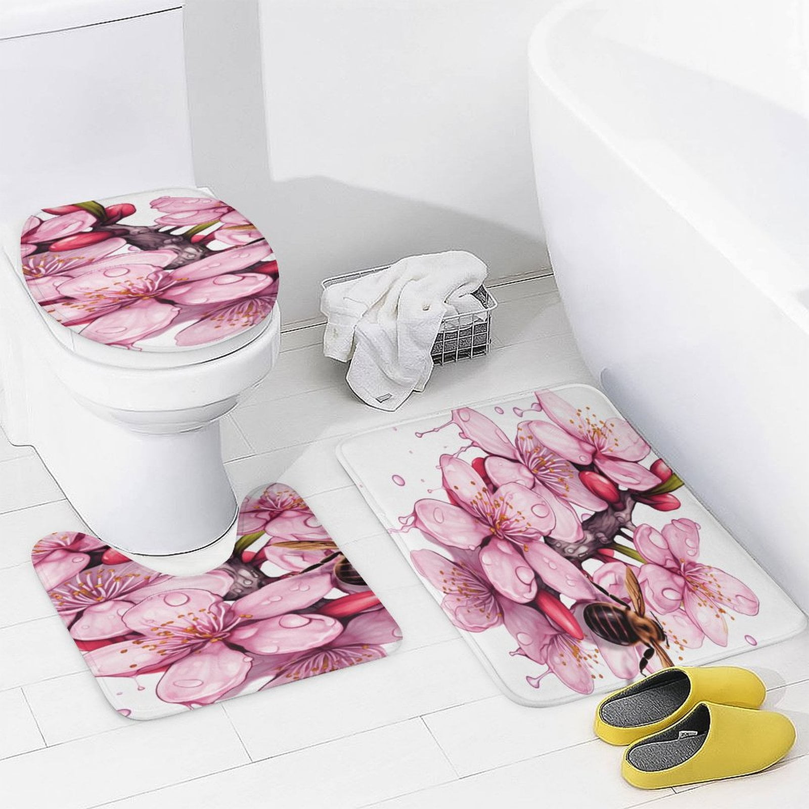 Honey Bees That Collect Nectar Bathroom Rugs Set 3 Piece with Non-Slip ...
