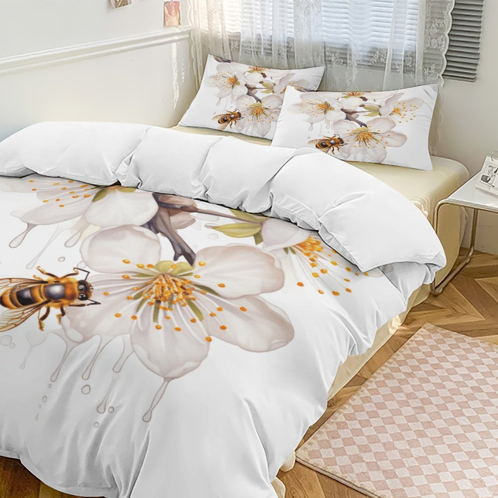 Honey Bees That Collect Nectar Bedding Set Duvet Cover for Kids Teen Boys Modern Abstract ...