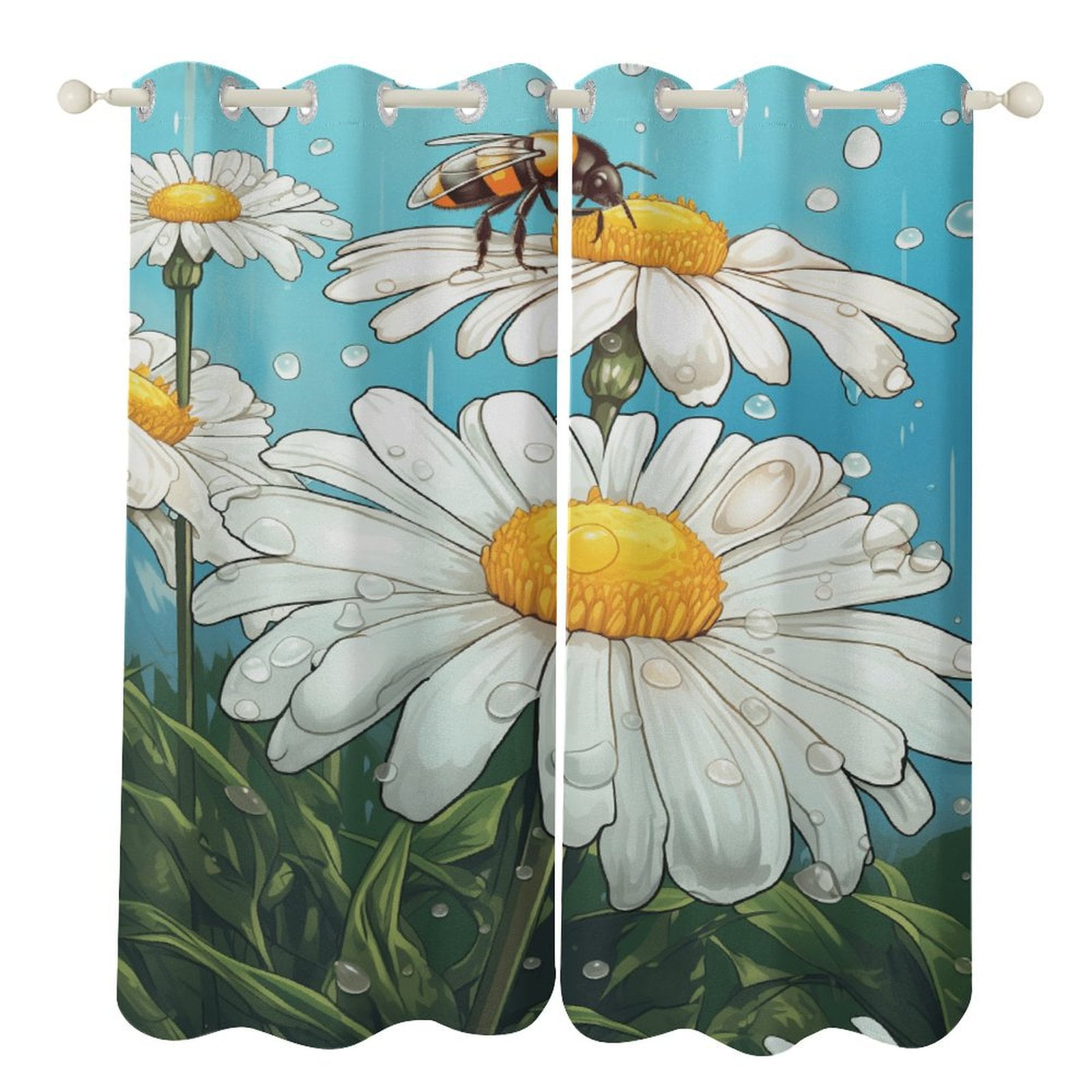 Honey Bees That Collect Nectar Curtain for Living Room Bedroom Set Design High Quality Polyester ...