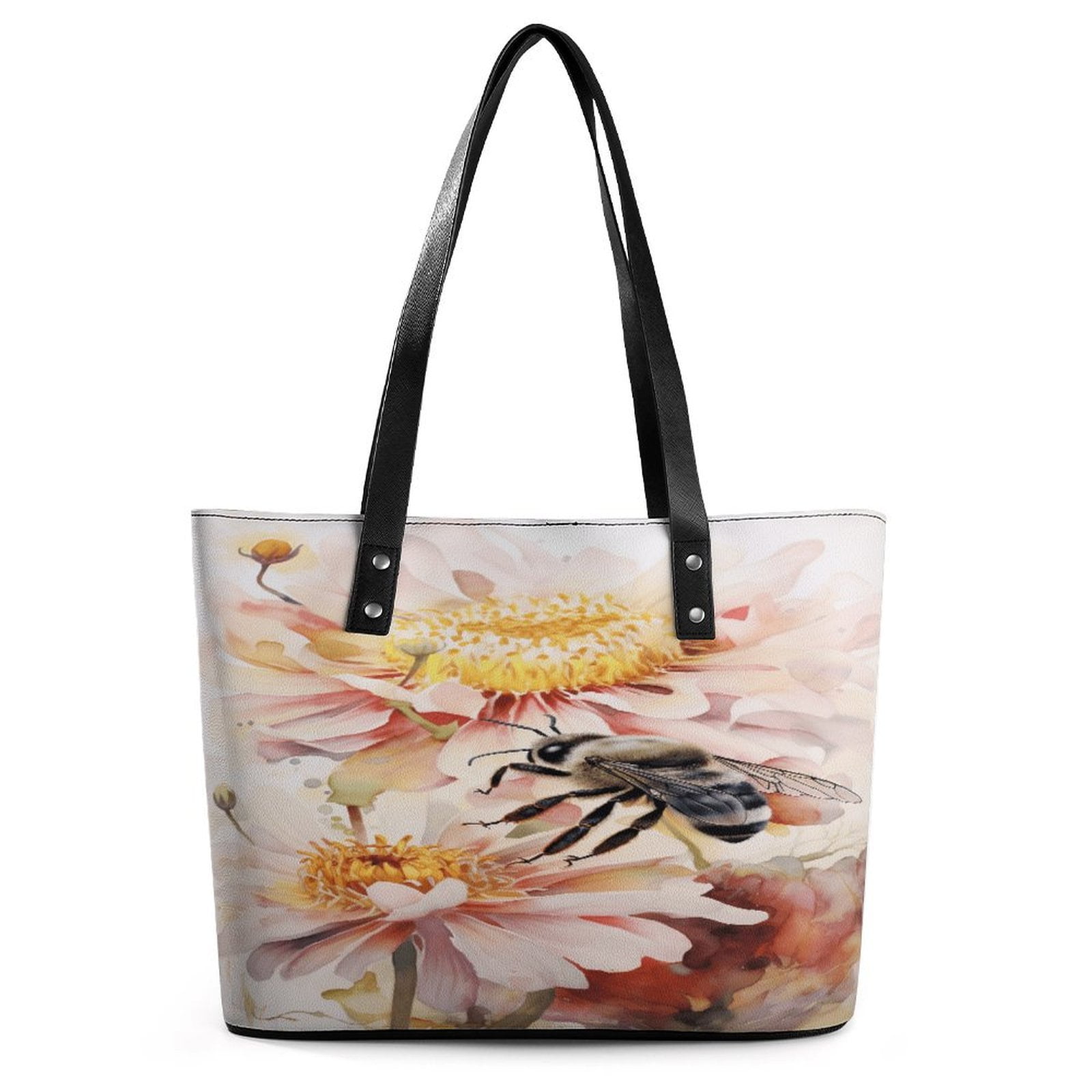 Honey Bees That Collect Nectar Handbags PU Leather Shoulder Bag Tote ...