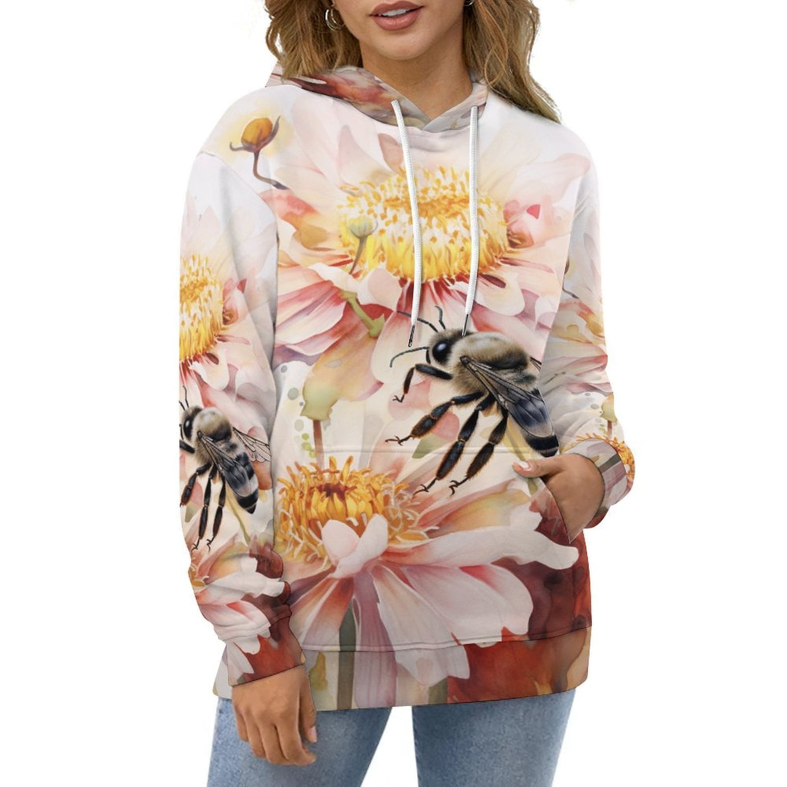 Honey Bees That Collect Nectar Hoodies Oversized Hoodie Couple Long Sleeve Cute Graphic Casual ...