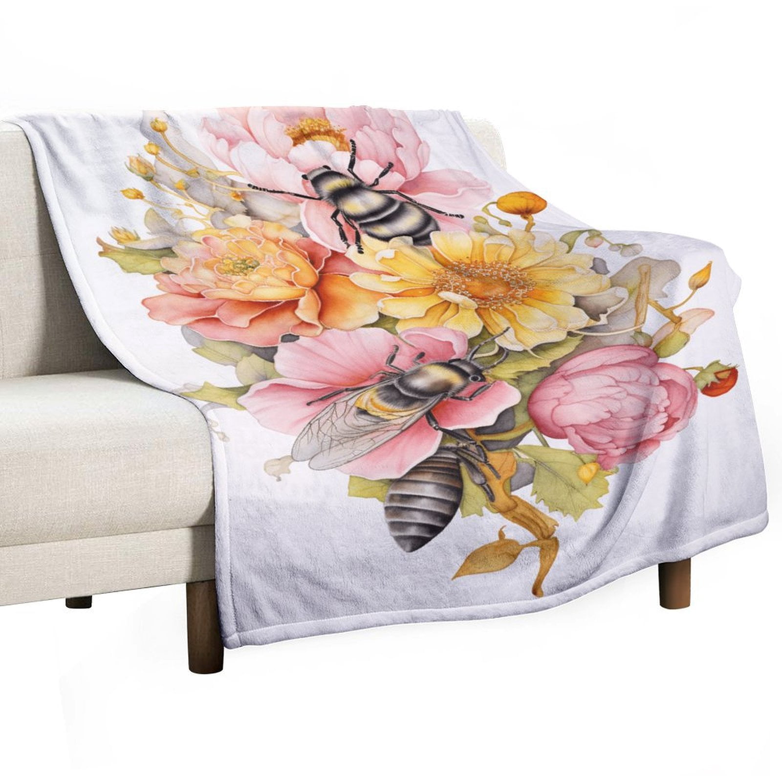 Honey Bees That Collect Nectar Plush Throw Blankets Cartoon Cute ...