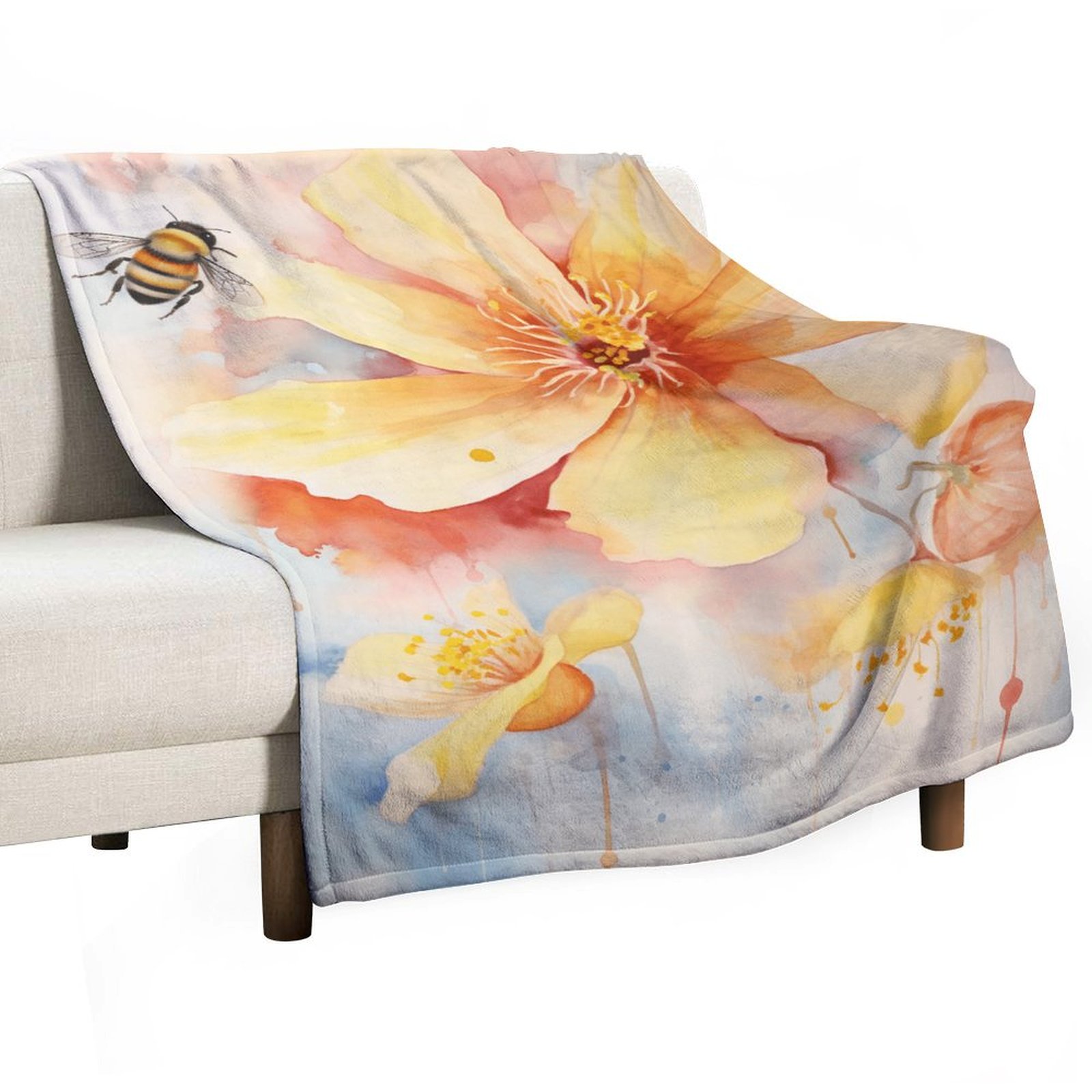 Honey Bees That Collect Nectar Plush Throw Blankets Cartoon Cute ...