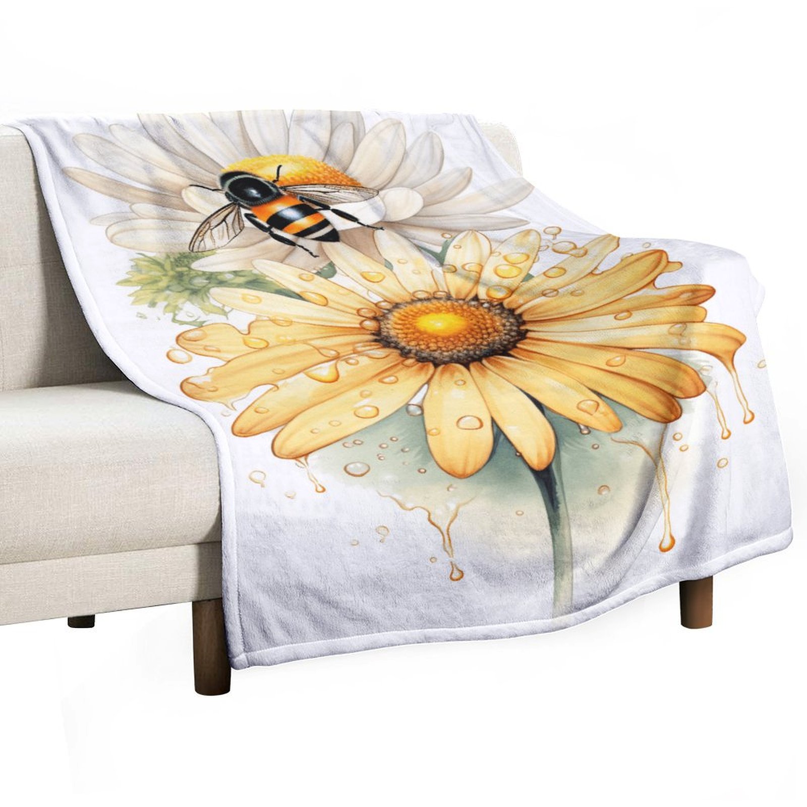 Honey Bees That Collect Nectar Plush Throw Blankets Cartoon Cute ...