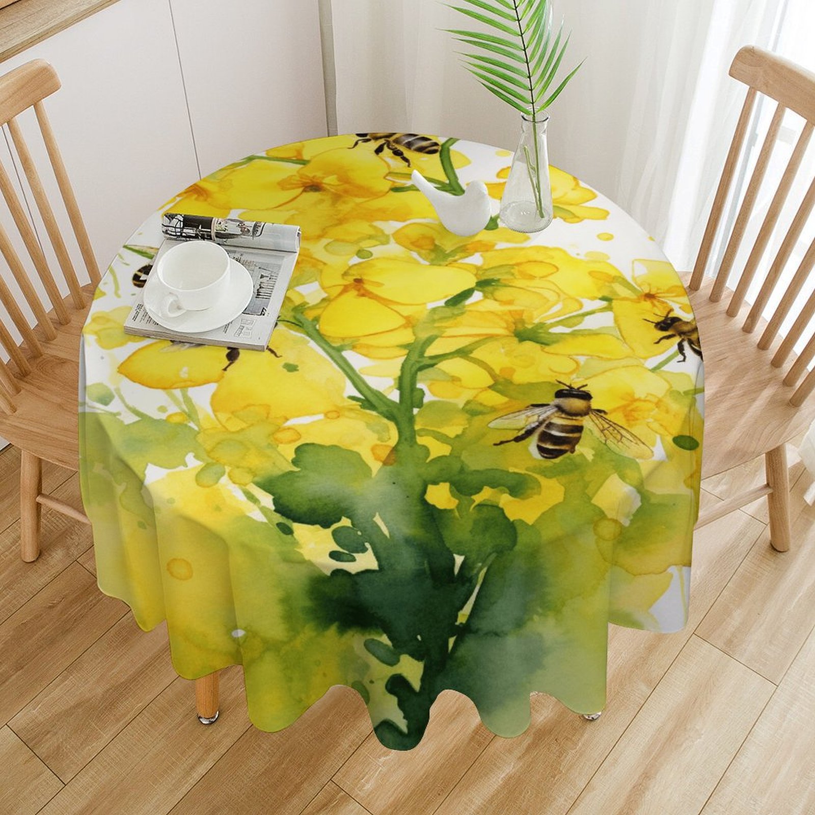 Honey Bees That Collect Nectar Table Cloth Round PVC Wedding Kitchen ...