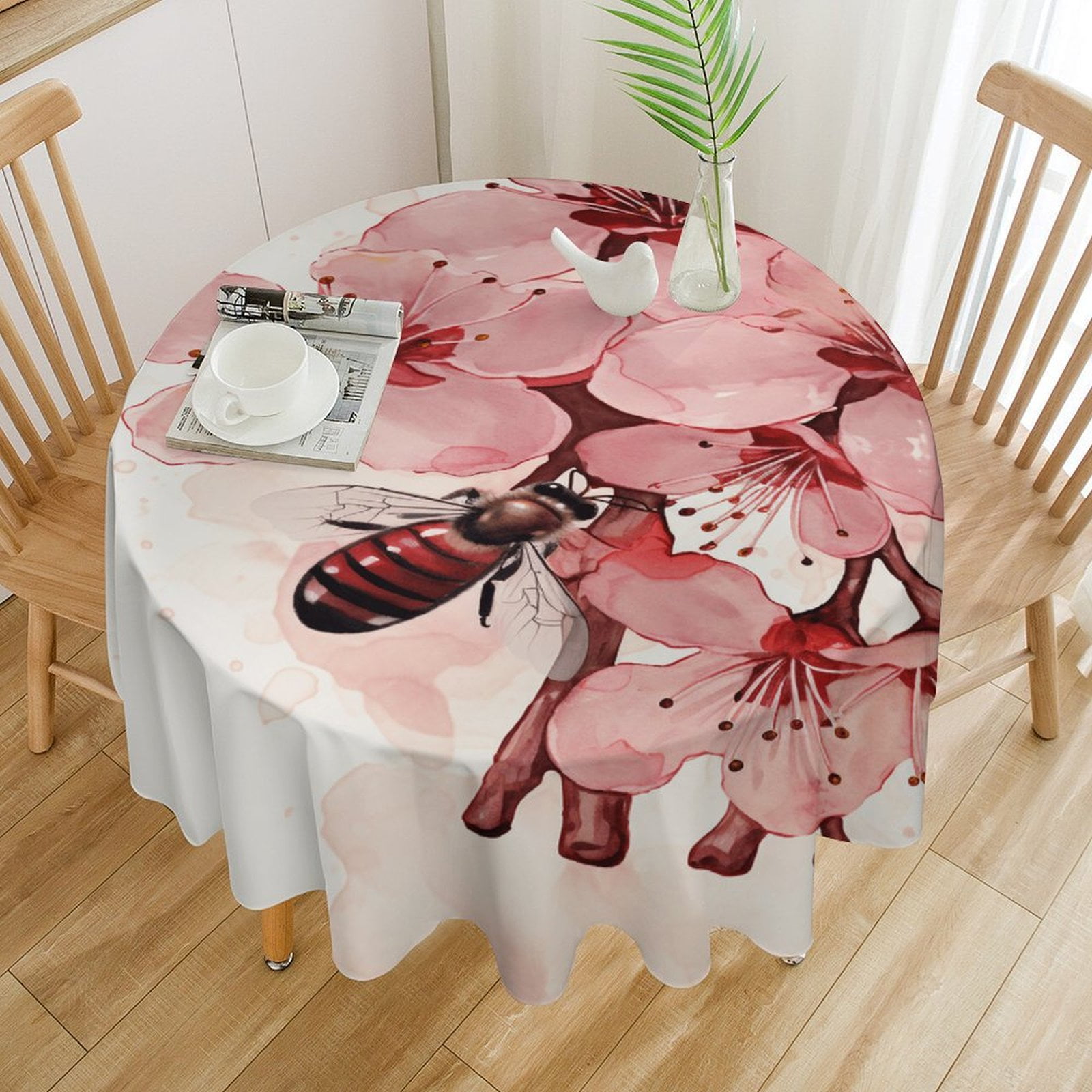 Honey Bees That Collect Nectar Table Cloth Round PVC Wedding Kitchen ...