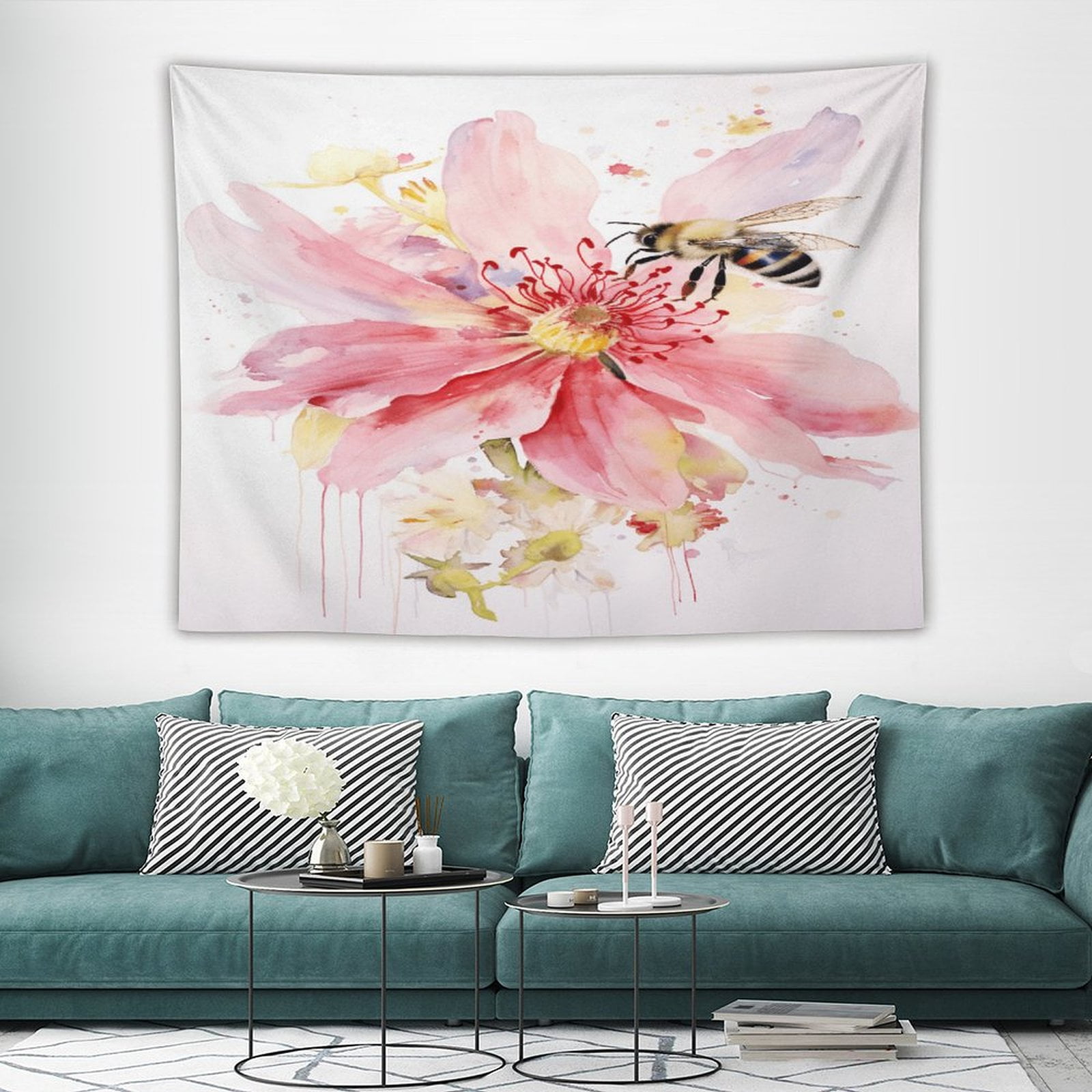 Honey Bees That Collect Nectar Tapestry Home Decoration Wall Hanging Art Decoration Background ...