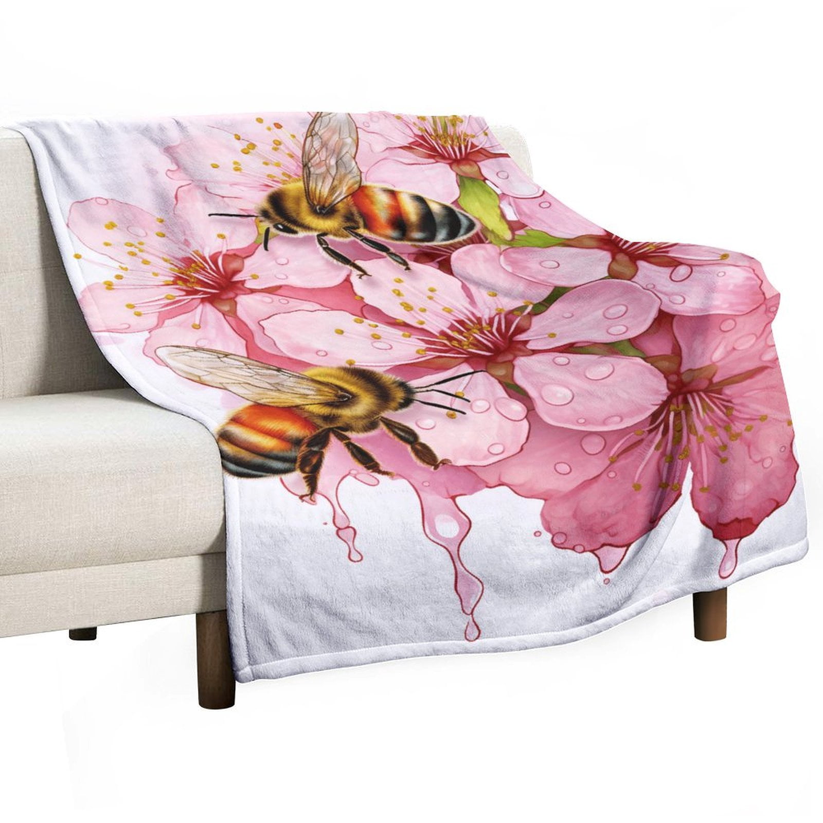 Honey Bees That Collect Nectar Throw Blanket Soft Plush Blanket Bedroom ...
