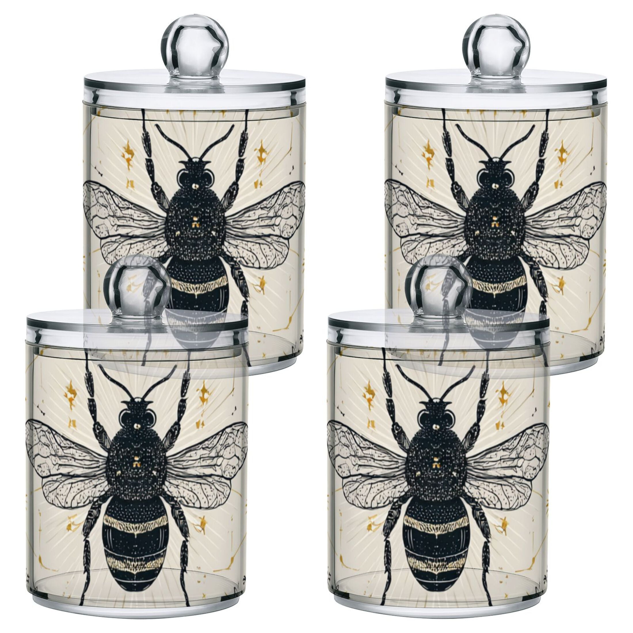 Honey Bees with Elegant Prints Translucent Plastic Cans Storage ...