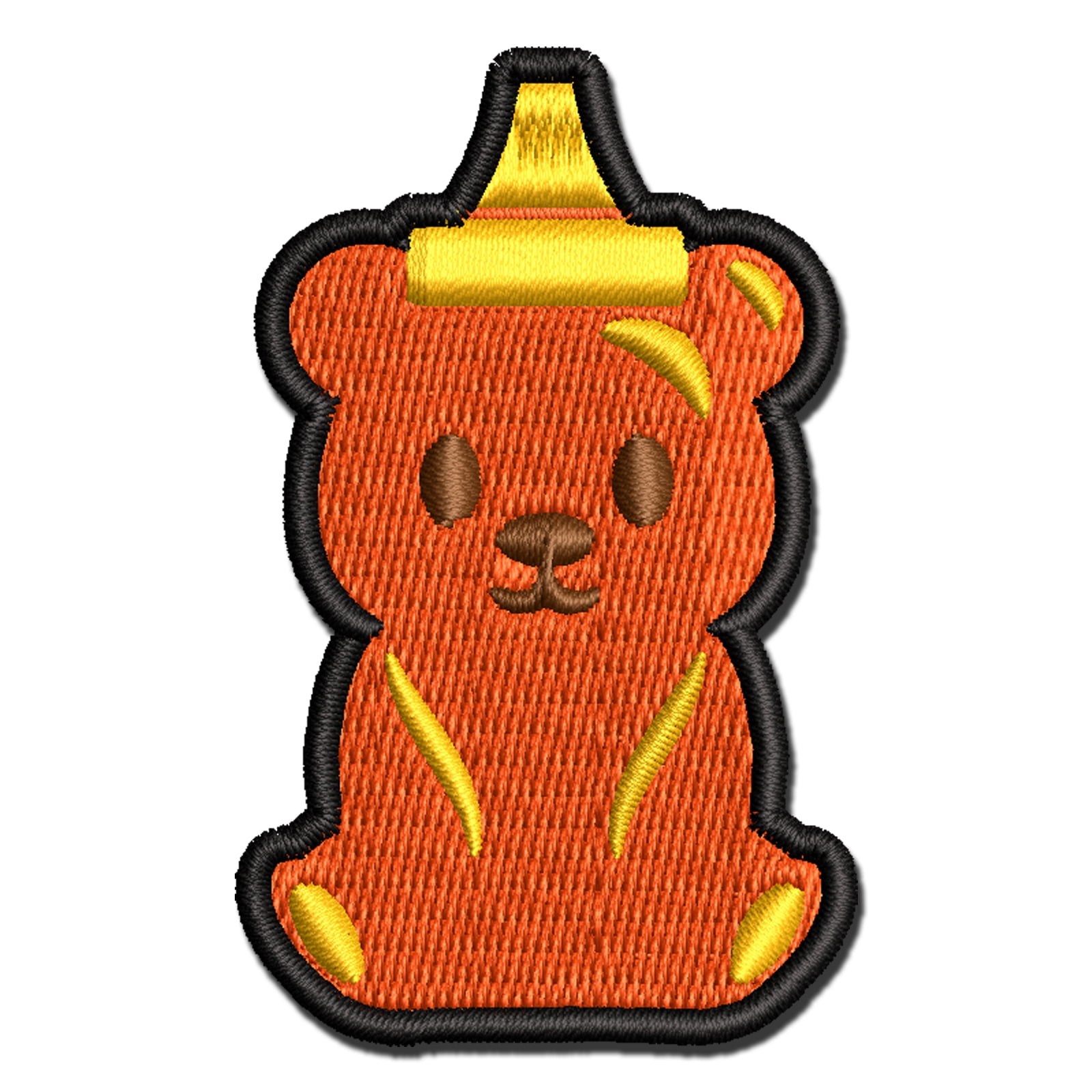 Honey Bottle Bear with Cap Applique Multi-Color Embroidered Iron-On ...