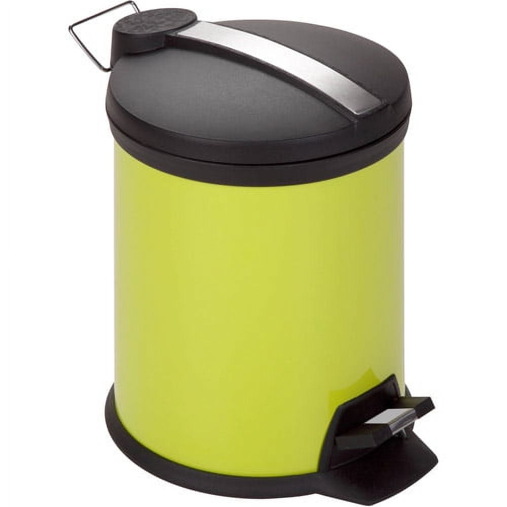 Honey Can Do 1.32 gal Oval Metal Step On Bathroom Trash Can, Lime ...