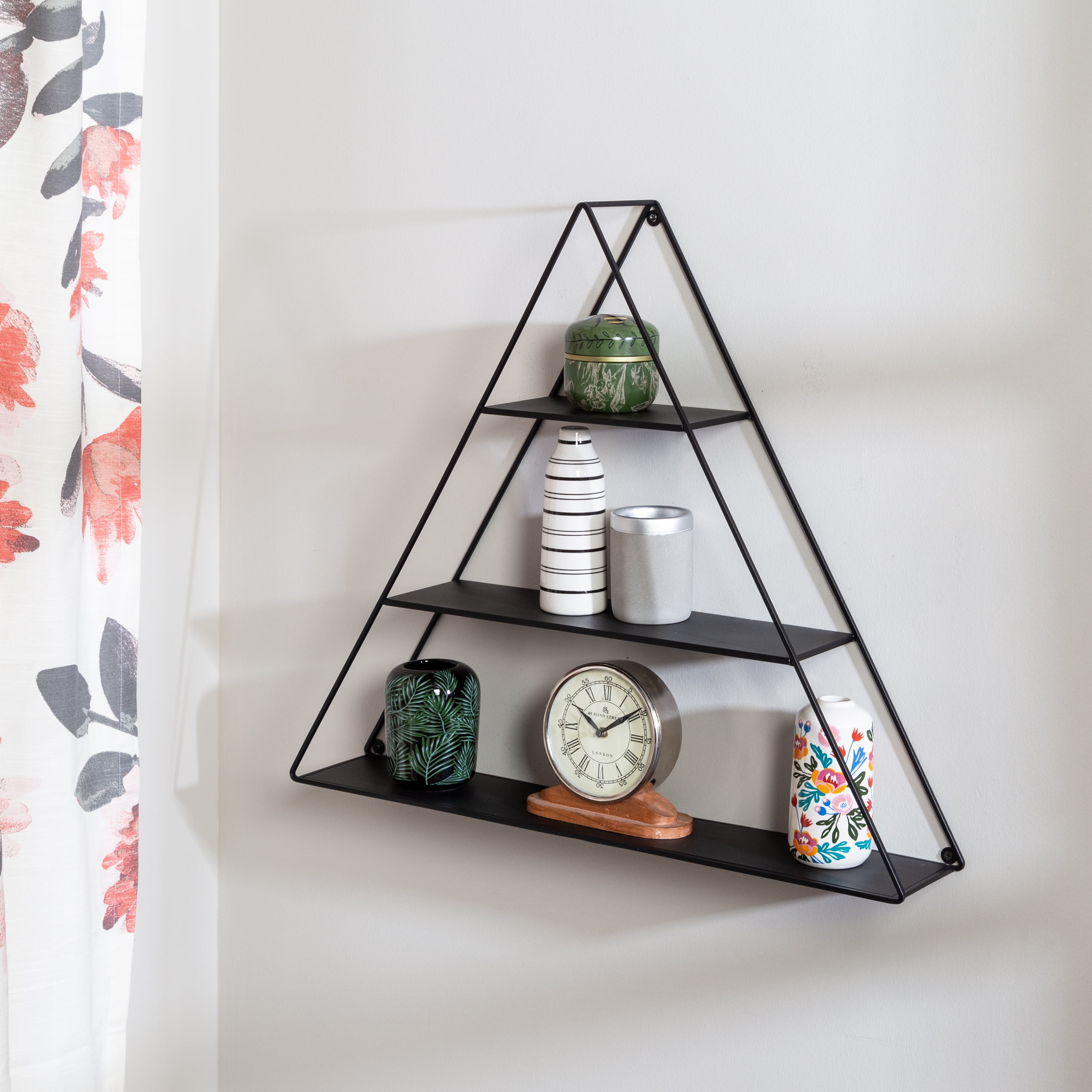Honey-Can-Do 23.6" x 27.6" Steel 3-Tier Triangle Decorative Wall Shelf ...