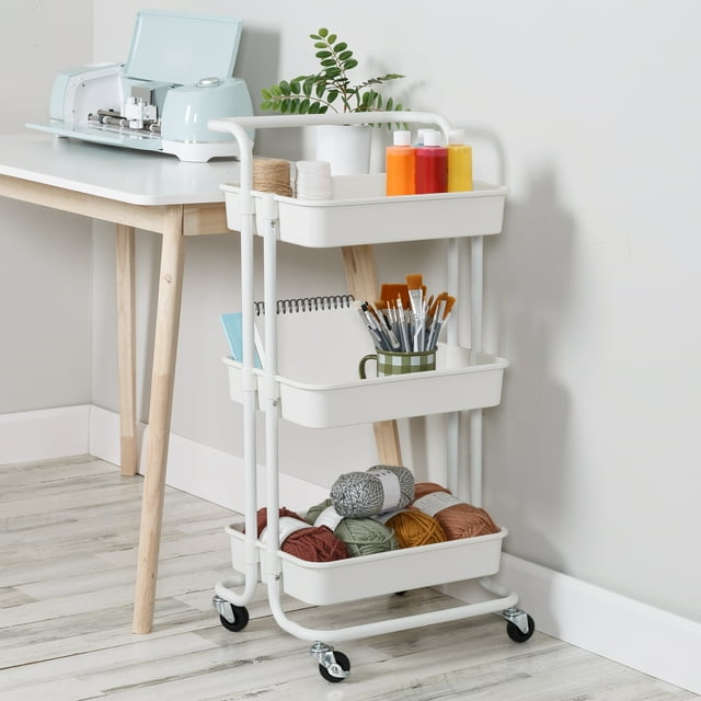 Honey-Can-Do 3-Tier Rolling Craft Cart with Handle, White - Walmart.com