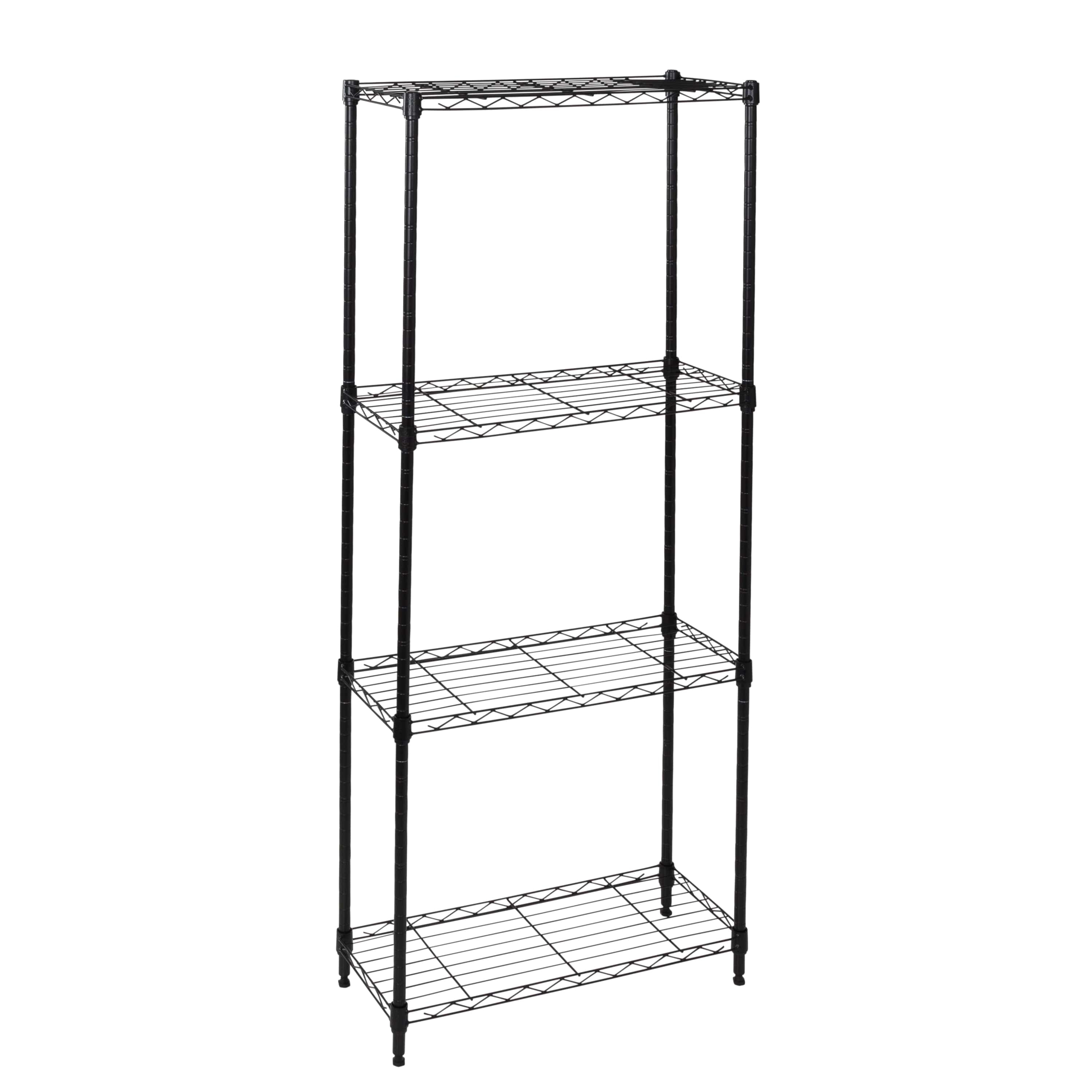 Honey-Can-Do 4-Tier Steel Slim Profile Shelving Unit, Black, Holds up ...