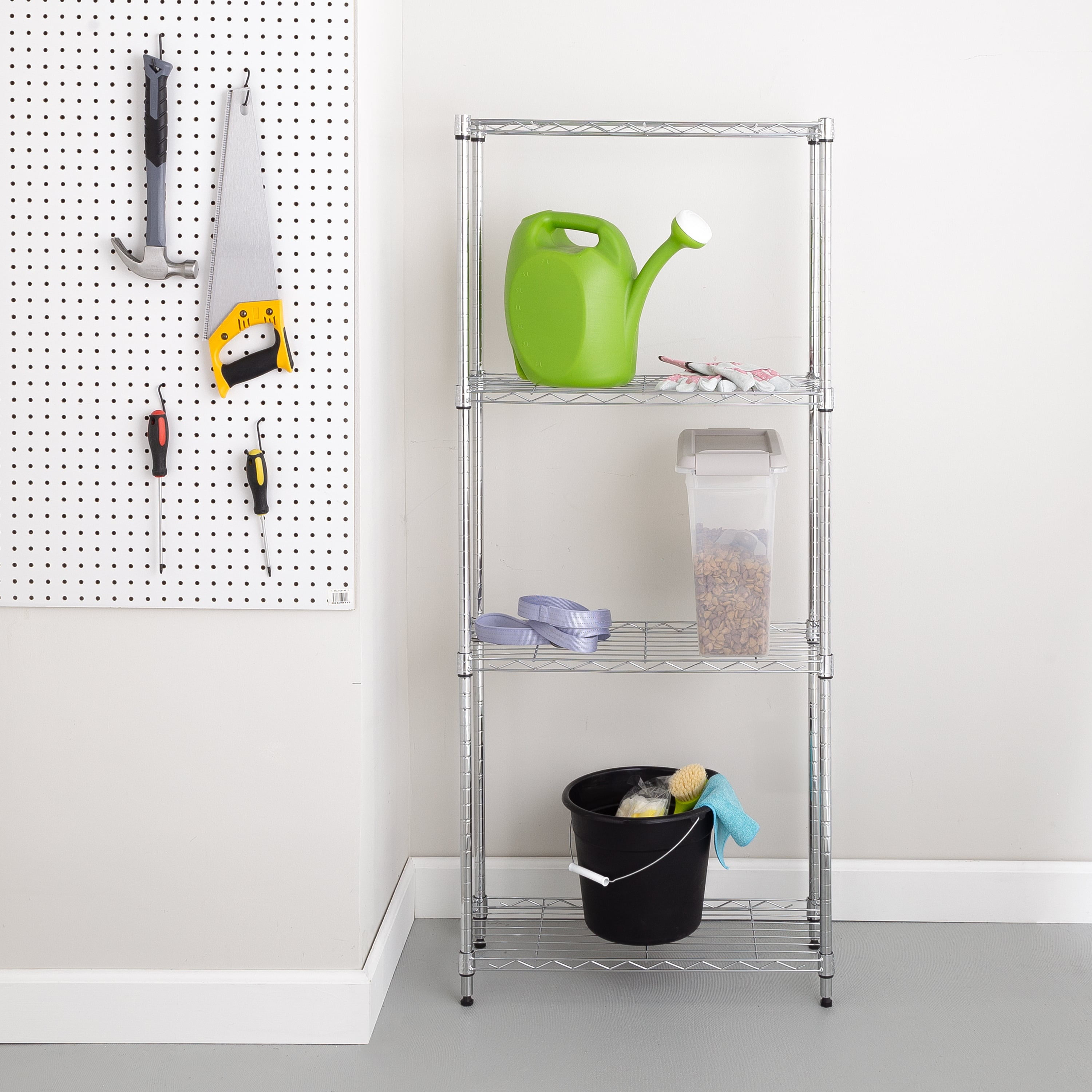 Honey-Can-Do 4-Tier Steel Slim Profile Shelving Unit, Chrome, Holds up ...