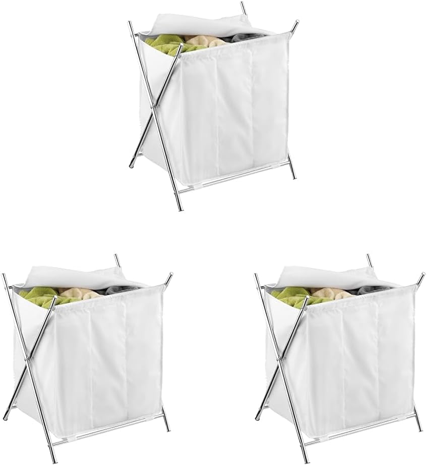 Honey Can Do Chrome Triple X-Frame Hamper HMP-09070 Chrome 30 Lbs (Pack ...