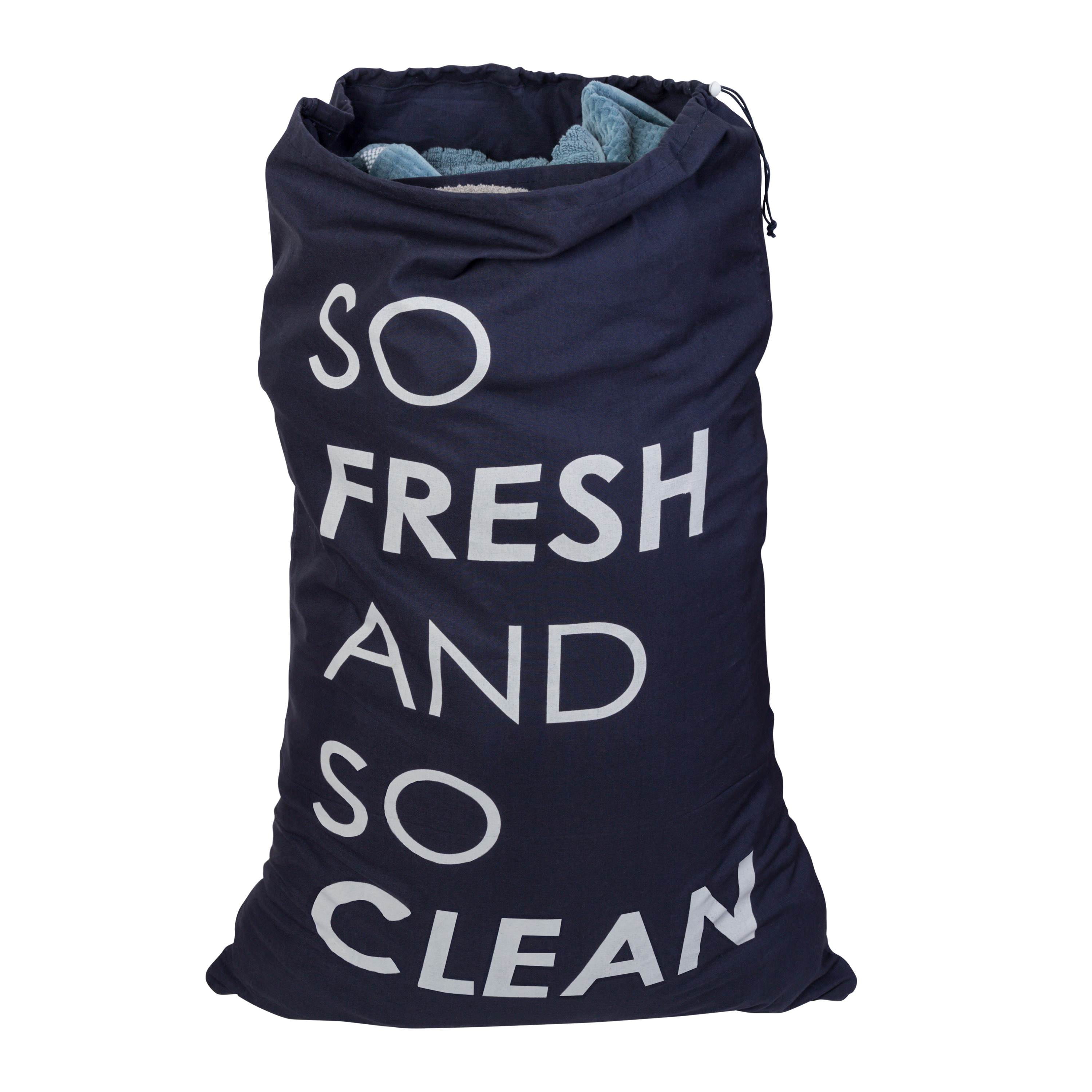 Honey Can Do Coastal Collection Cotton Laundry Sorter Bag, Navy/Gray ...