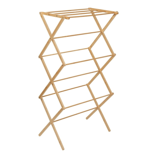 Honey-Can-Do Folding Bamboo Clothes Drying Rack, Compact and ...