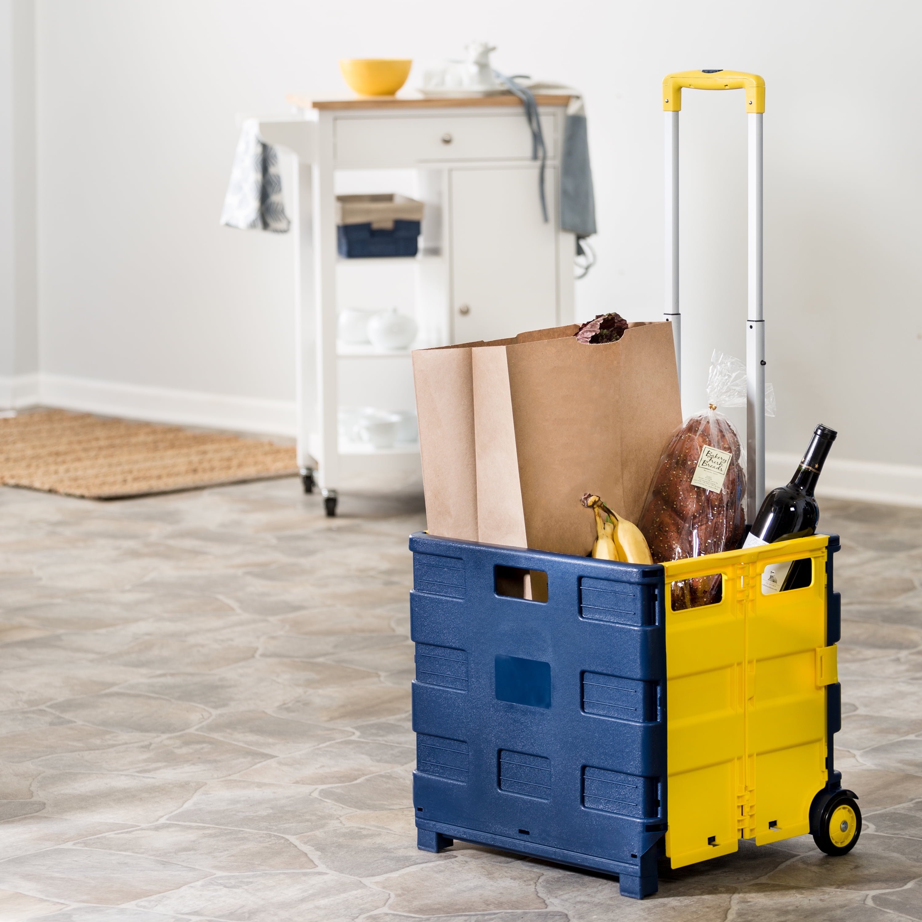 Honey-Can-Do Folding Utility Crate Cart, Blue/Yellow - Walmart.com