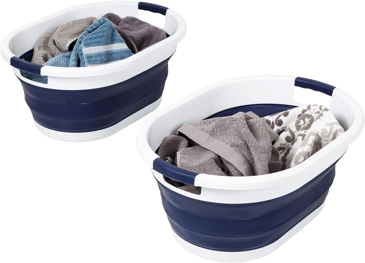 Honey-Can-Do Honey Can Do Set of 2 Collapsible Rubber Laundry Baskets ...