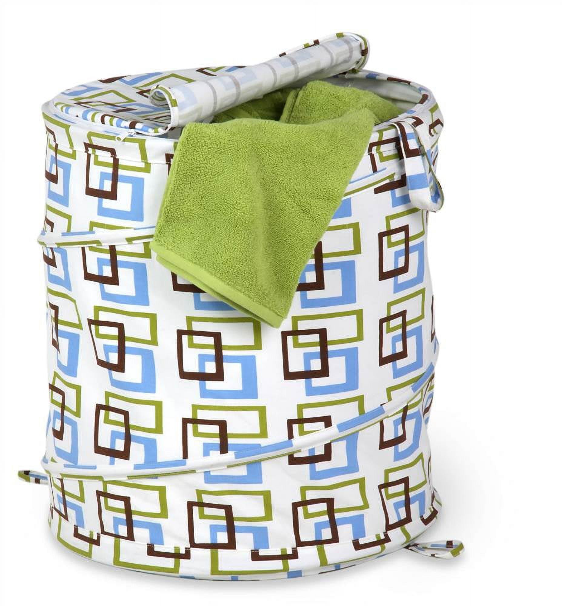 Honey Can Do Large Pop-Open Spiral Hamper with Lid, Multicolor ...