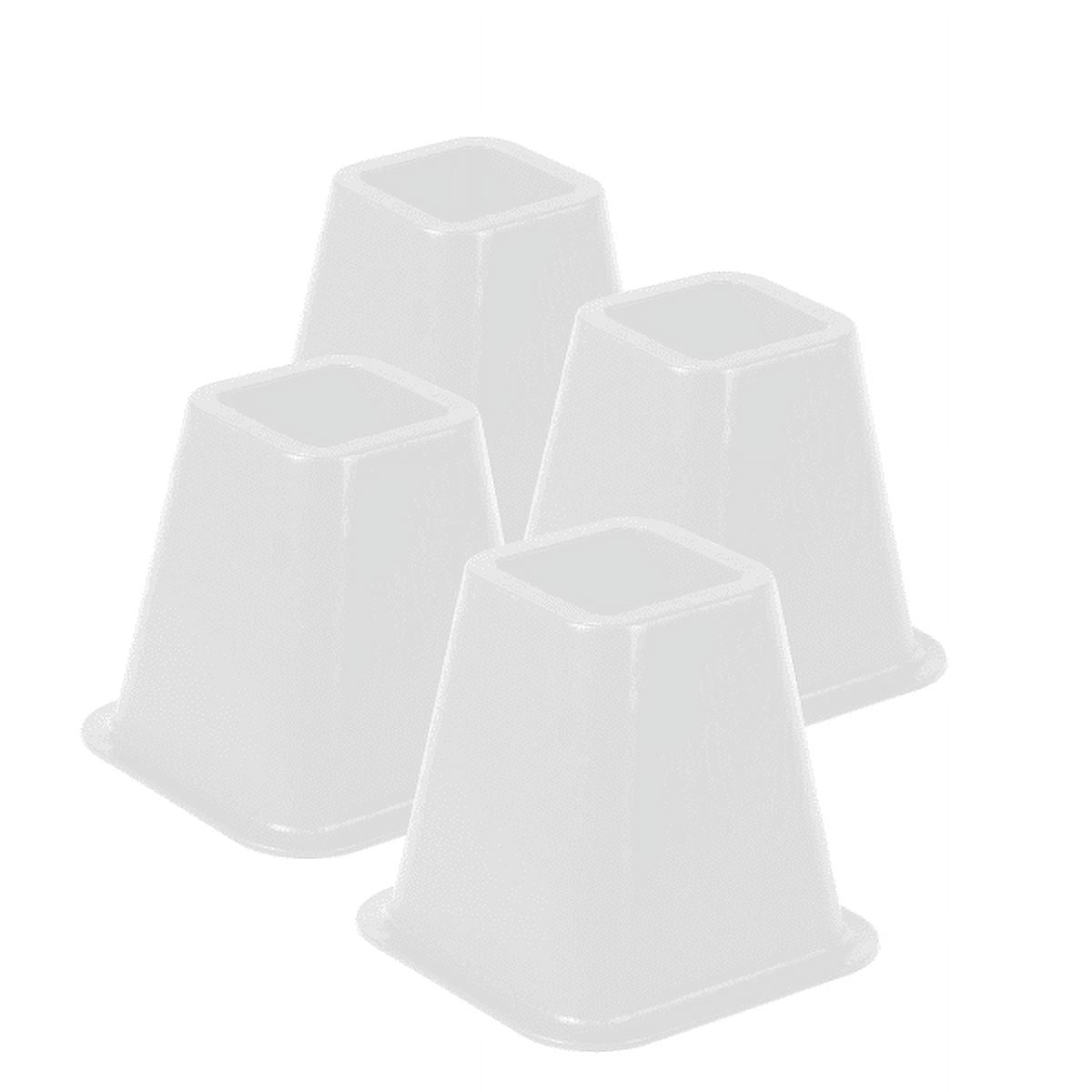 Honey-Can-Do Plastic Bed Risers, 6"H x 6 1/2"W x 6 1/2"D, Off-White ...