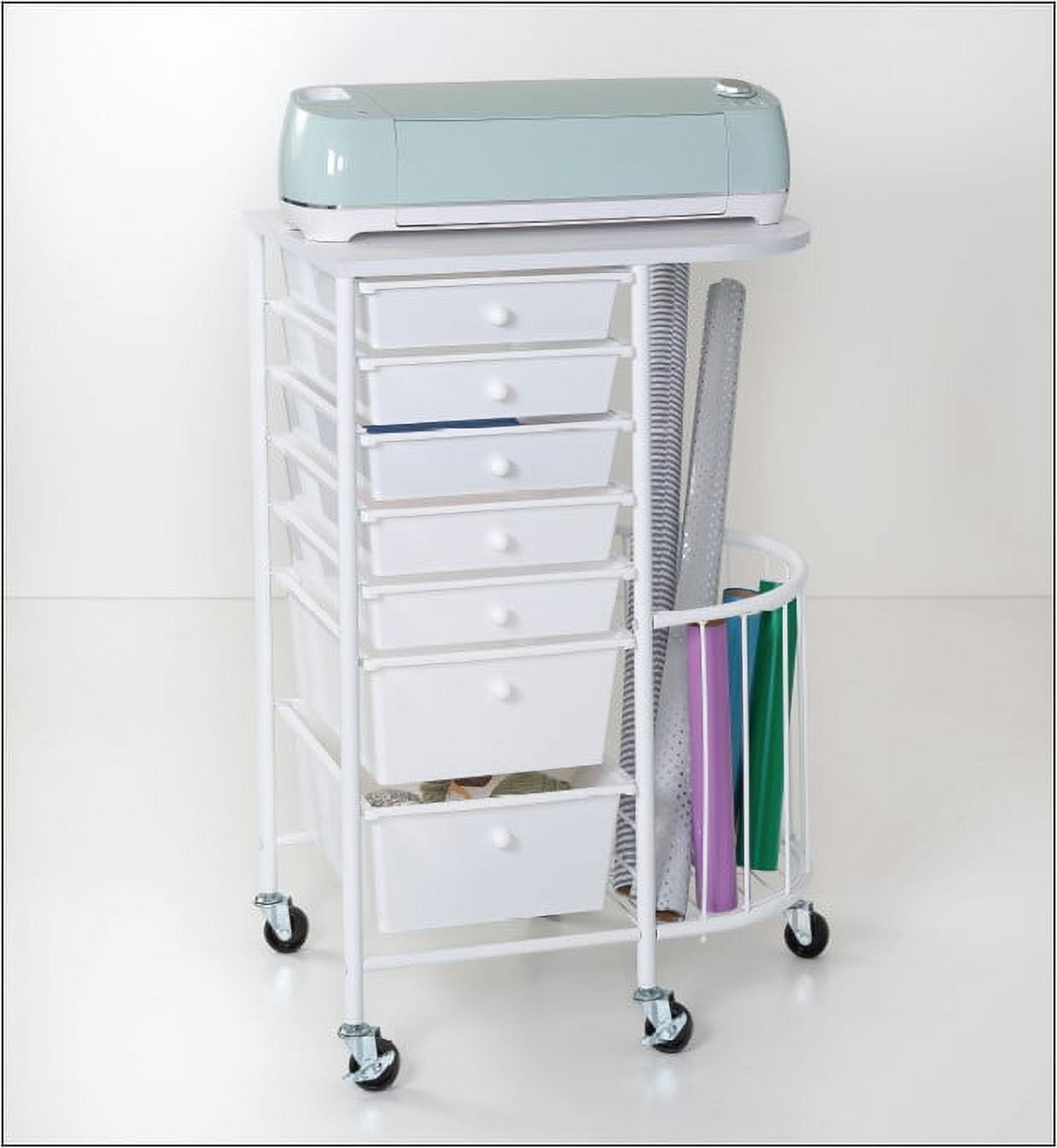 Honey-Can-Do Plastic Rolling 7-Drawer Craft Cart with Side Basket ...