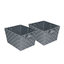 Simplify 2 Pack Large Woven Shelf Storage Basket in Grey - Walmart.com