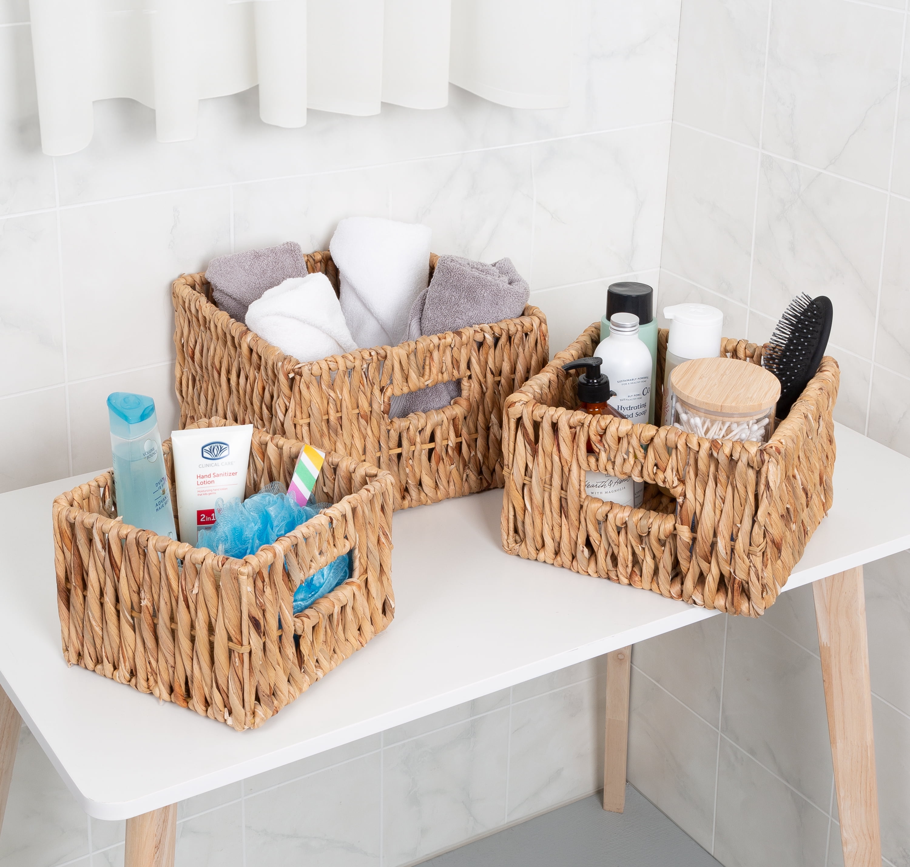 Honey-Can-Do Set of 3 Square Nesting Wicker Baskets with Handles ...