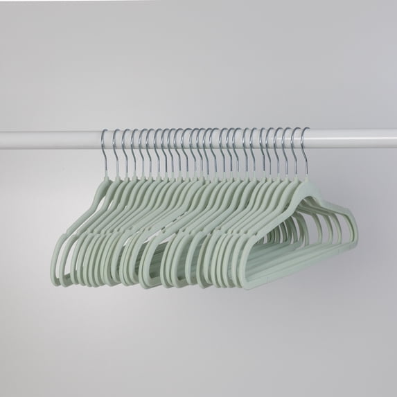 Honey-Can-Do Slim-Profile Non-Slip Velvet Clothes Hangers, Light Green ...
