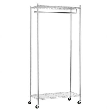Mainstays 2 Tier Adjustable Chrome Garment Rack with Silver Metal and ...