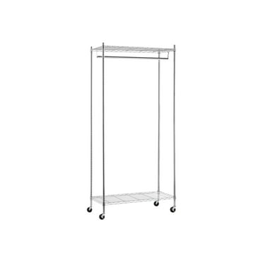 Mainstays Adjustable Rolling Garment Rack Metal Chrome, White, 84 ...