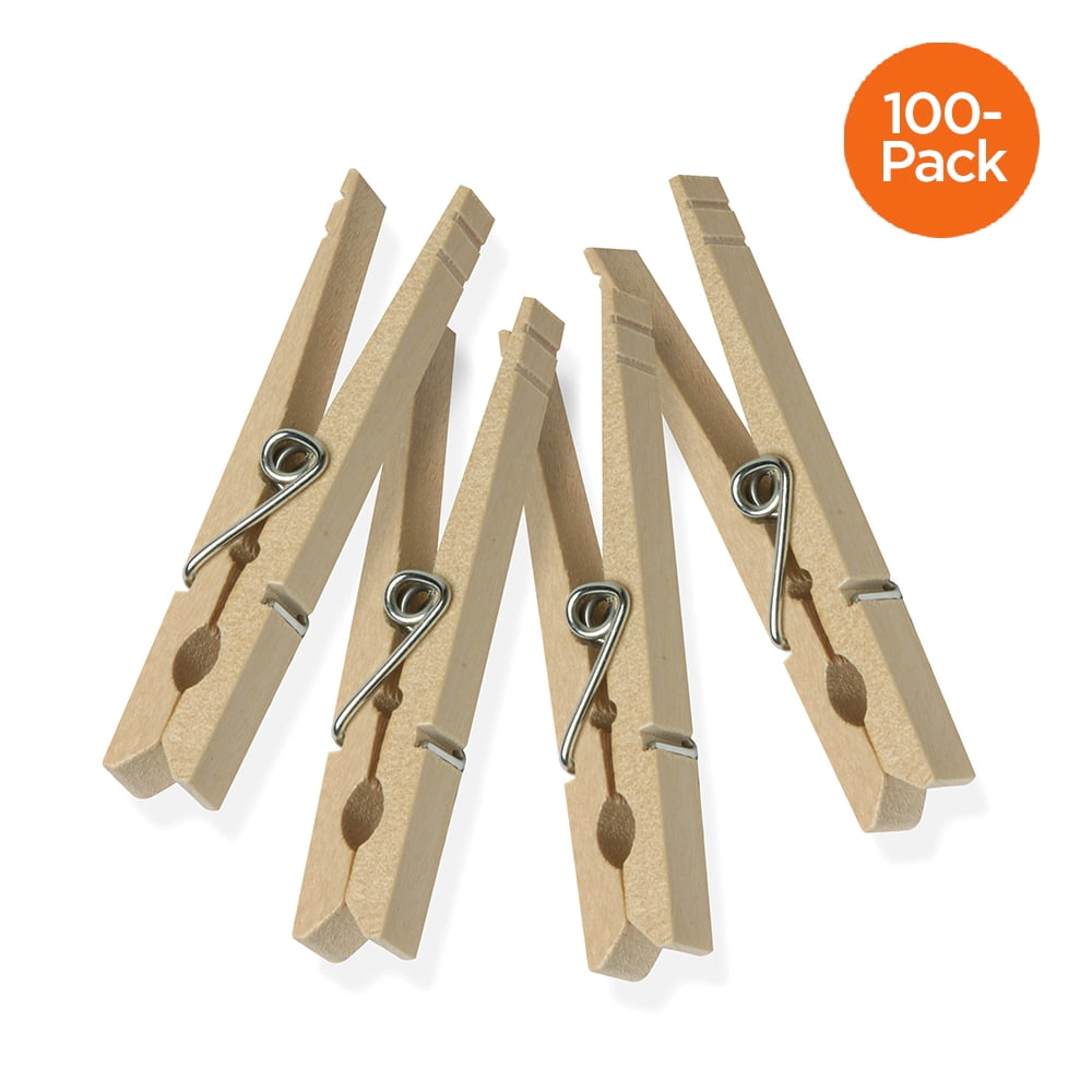 Honey-Can-Do Wood Spring-Loaded Clothes Pins, Natural, 100 Pack ...