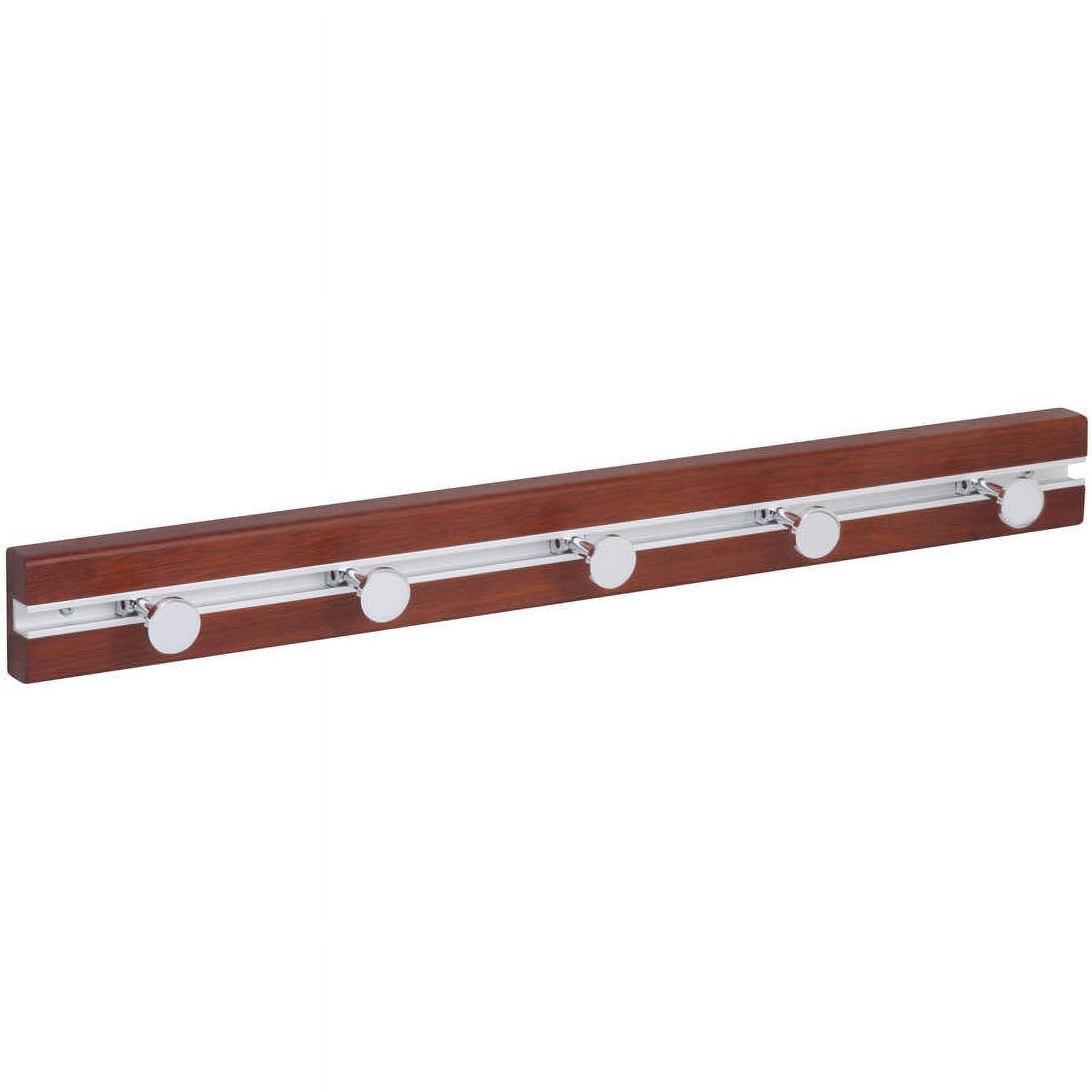 Honey Can Do Wooden Wall Racks with 5 Adjustable Peg Hooks, Brown ...