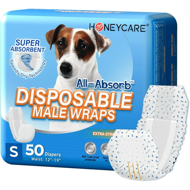 Honey Care All-Absorb Incontinence Wraps for Small Male Dogs ...