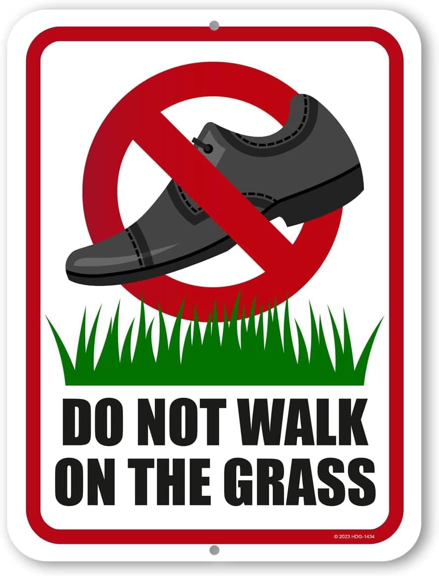 Honey Dew Gifts, Do Not Walk on the Grass, 16*12Inch, Metal Sign Post ...