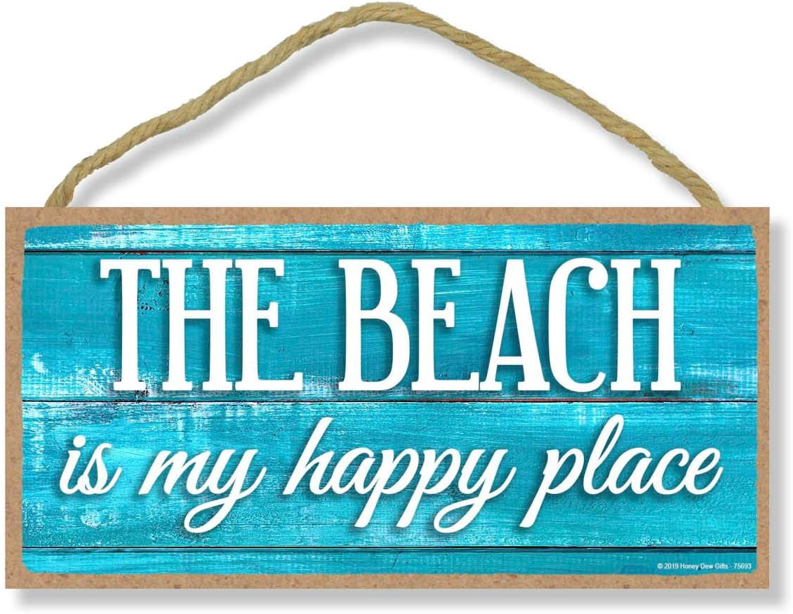 Honey Dew Gifts Wall Hanging Sign, The Beach is My Happy Place, 10 inch ...