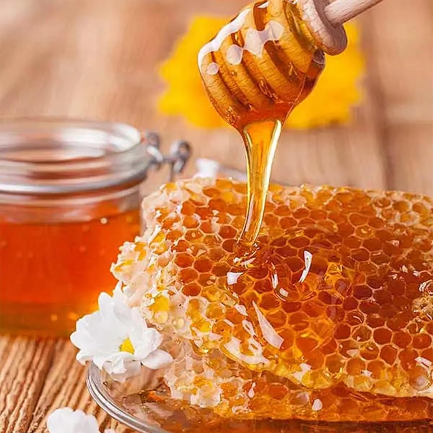 Honey Dipper Sticks Honey Spoon, Wooden Honey Mixing Stirrer Honey Comb ...