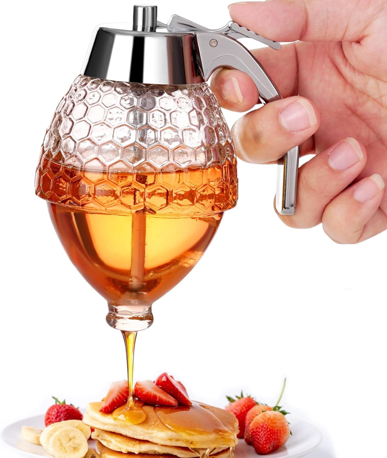 Honey Dispenser, 8oz Honey Dispenser No Drip Glass with Stand, Honey ...
