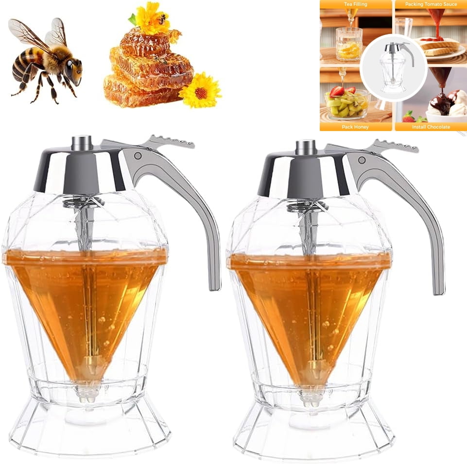 Honey Dispenser No Drip Glass, Maple Syrup Dispenser,Proof Kitchen Tool ...