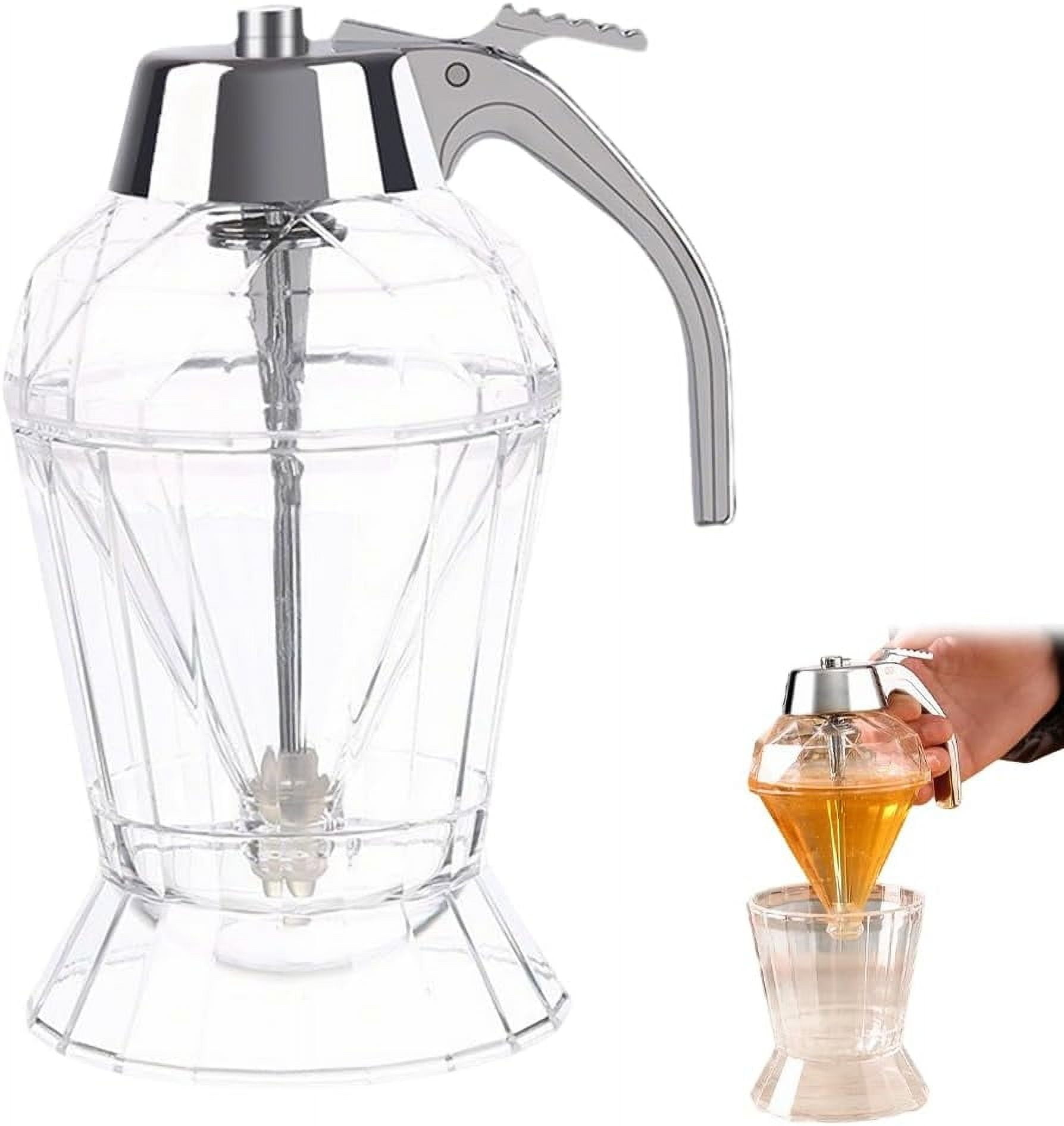 Honey Dispenser No Drip Glass with Stand, 8 oz Maple Syrup Dispenser ...