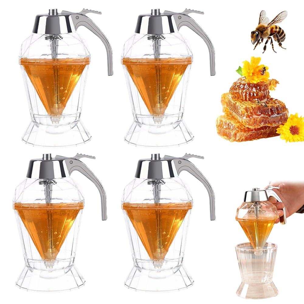 Honey Dispenser No Drip, Maple Syrup Dispenser, Honey Jar with Stand ...