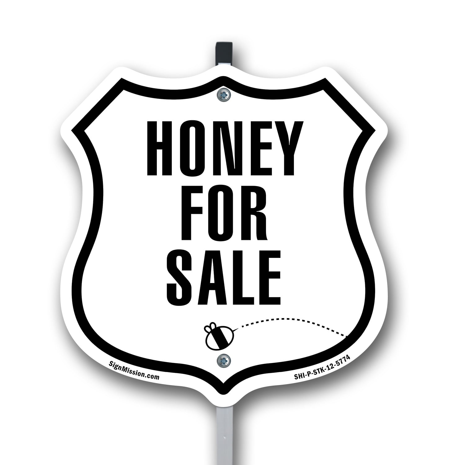 Honey For Sale 12 inch X 12 inch Shield Shaped Commercial Grade Plastic ...