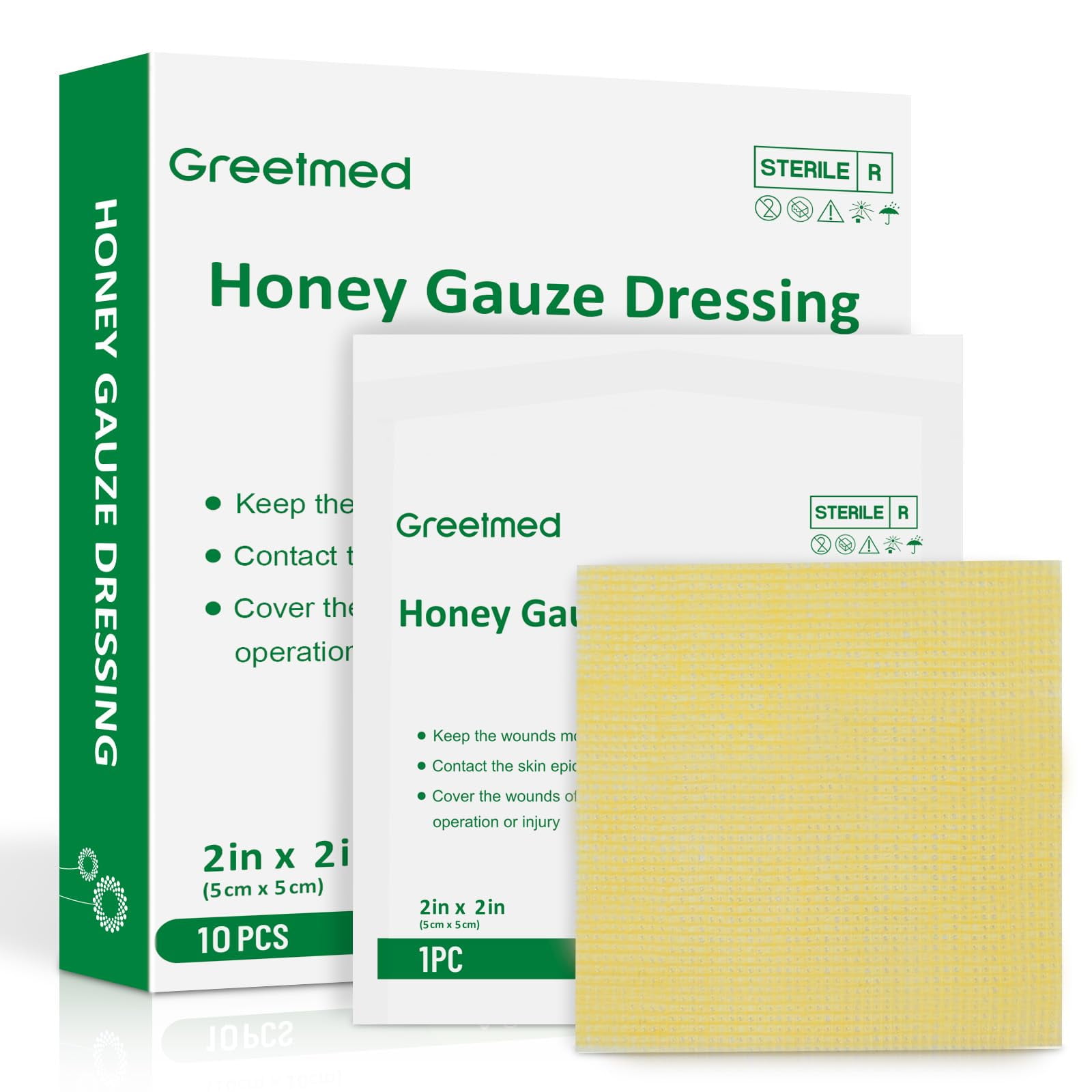 Honey Gauze Dressing 2'' x 2'' Sterile Honey Wound Dressing, Medical ...