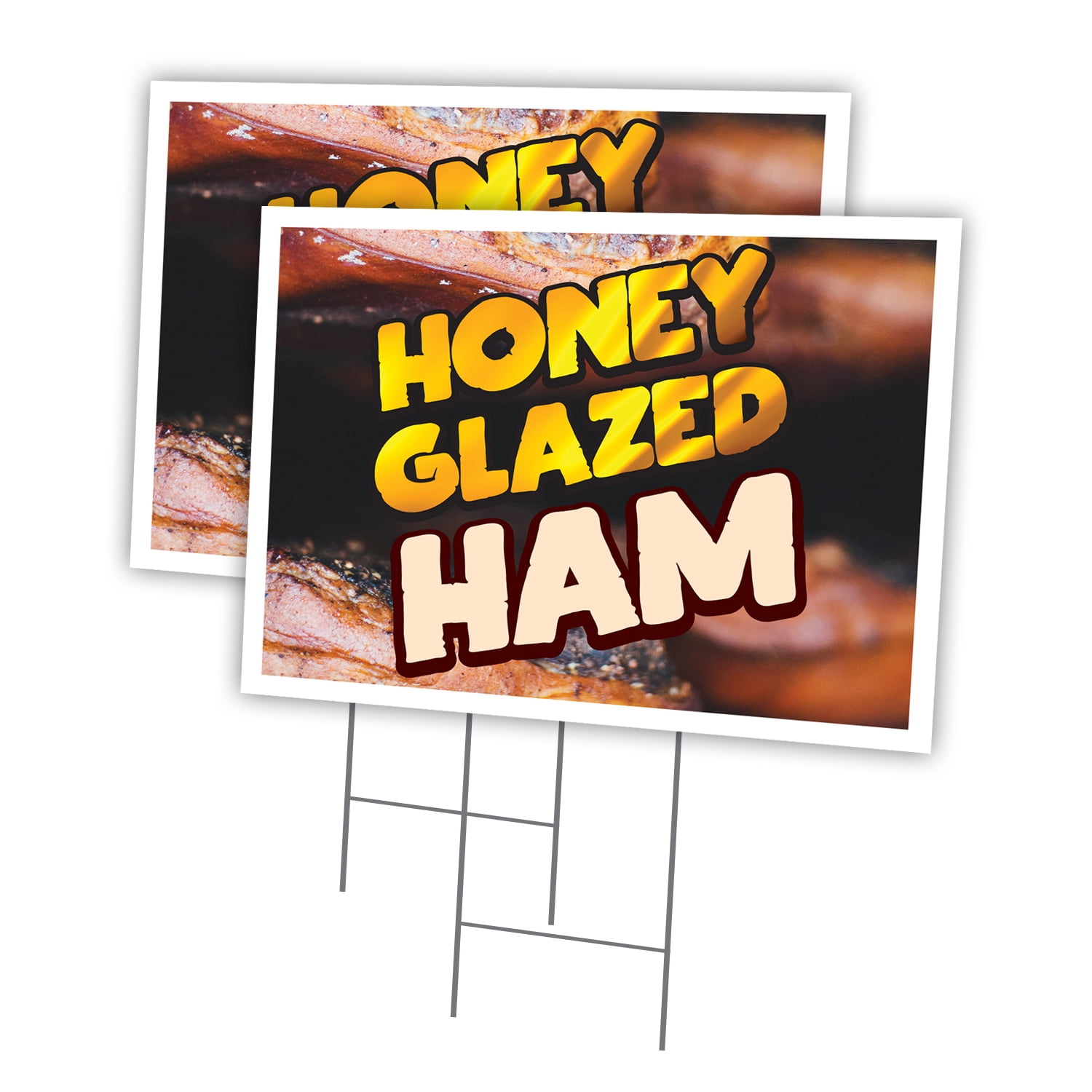 Honey Glazed Ham 2 Pack Of 18" x 24" Yard Sign & Stake | Advertise Your ...