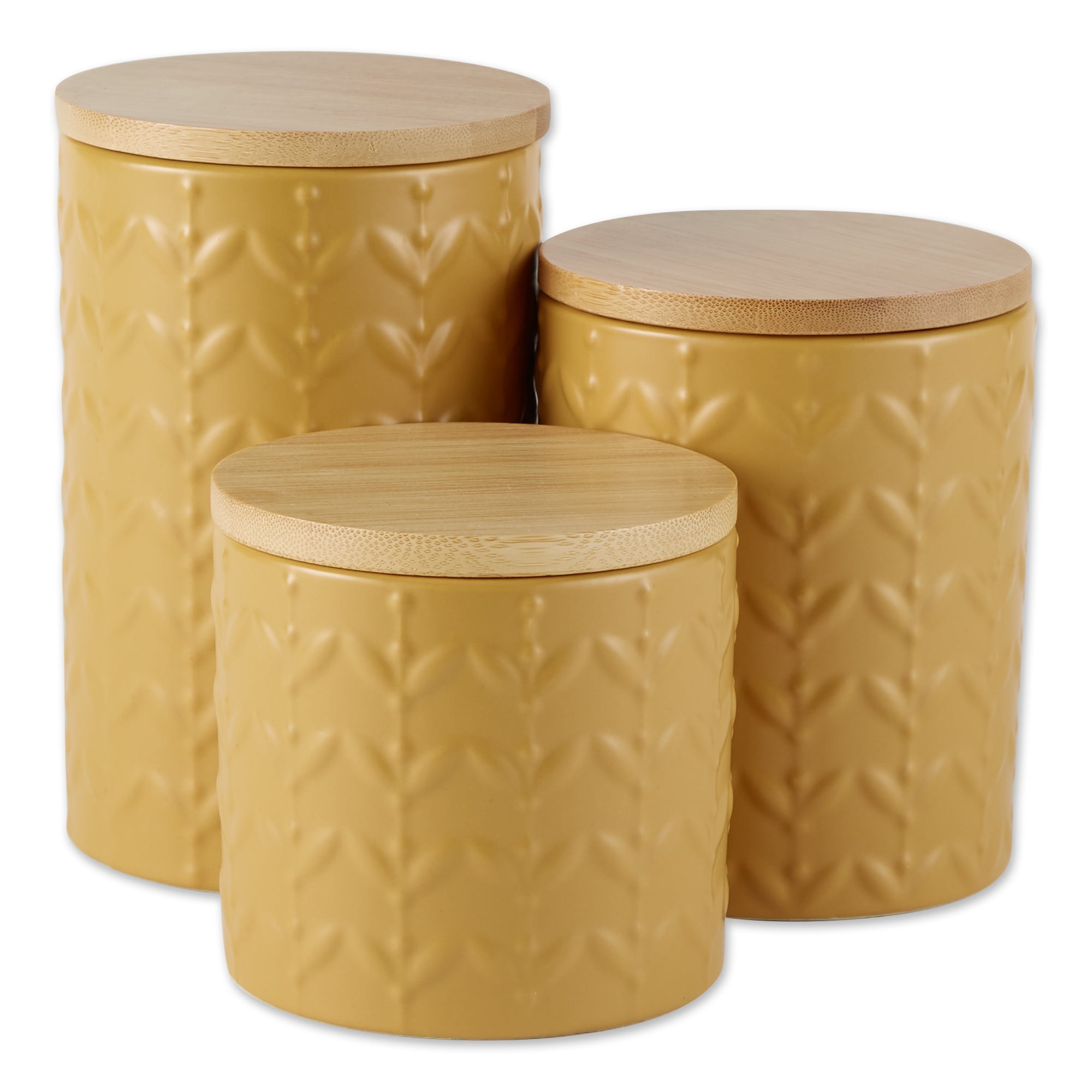 DII Kitchen Accessories Textured Matte Ceramic Canister Set, Honey Gold ...