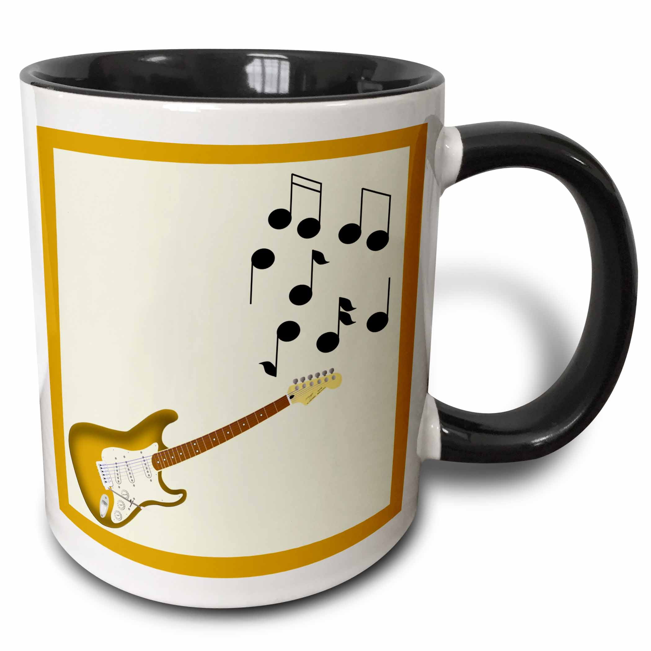 Honey Gold Sunburst Electric Guitar with musical notes 11oz Two-Tone ...