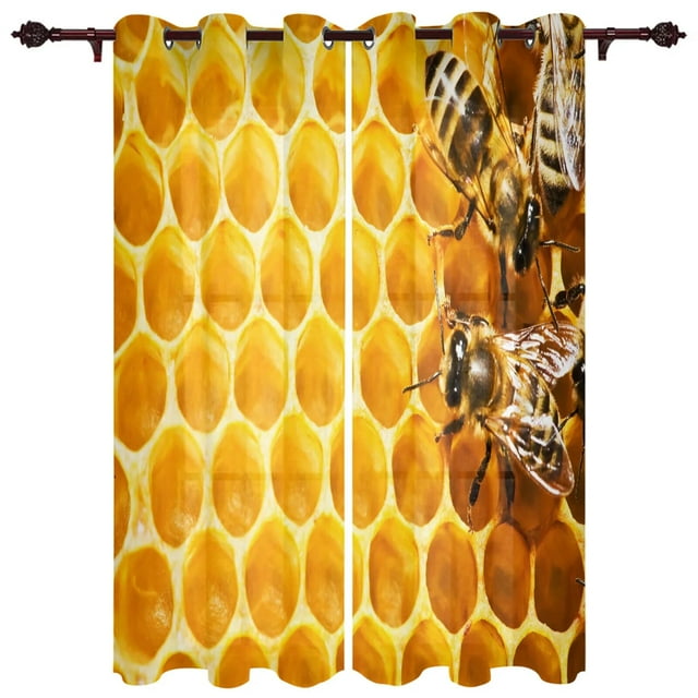 Honey Honeycomb Insect Flower Window Curtain Modern European Style ...