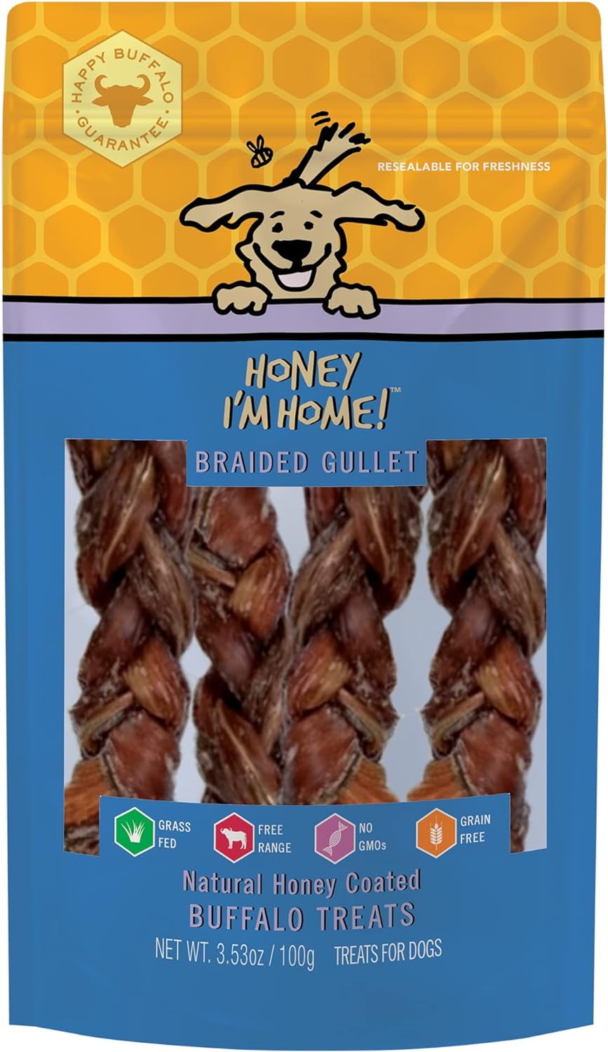 Honey I'm Home Braided Gullet Buffalo Dog Treats 3.53 oz - Walmart.com
